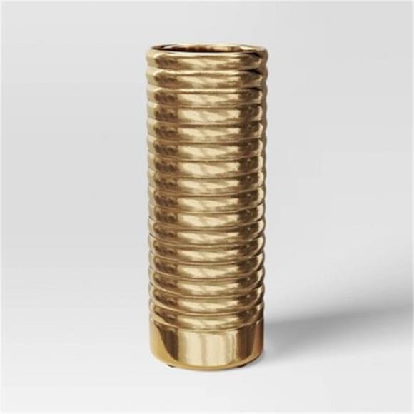 Accents | Metal Ribbed Decorative Vase Gold | Poshmark